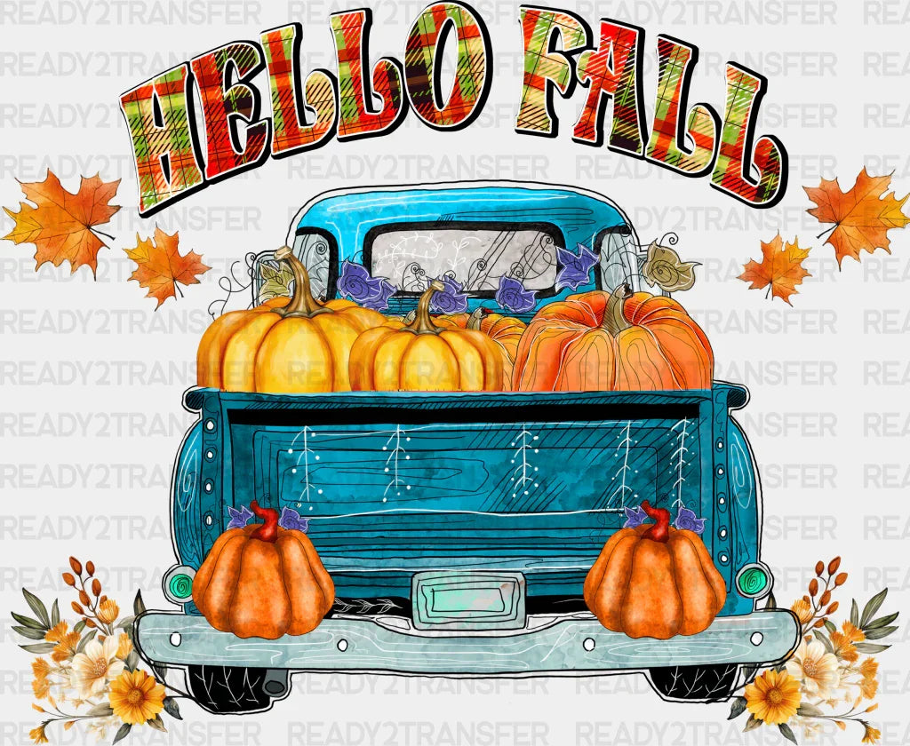 Hello Fall Blue Truck - Fall DTF Transfer – Ready2Transfer