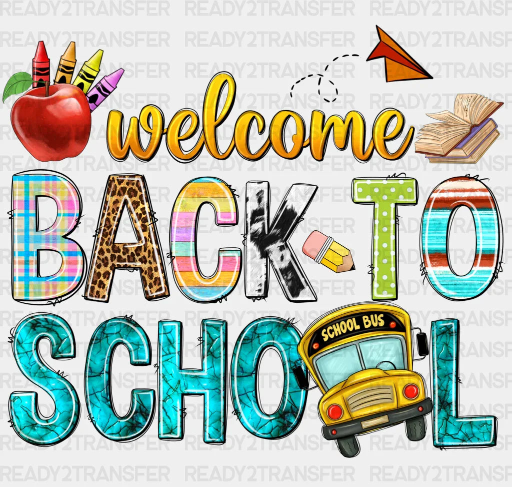 Welcome Back To School Bus Design - Back To School DTF heat transfer – Ready2Transfer