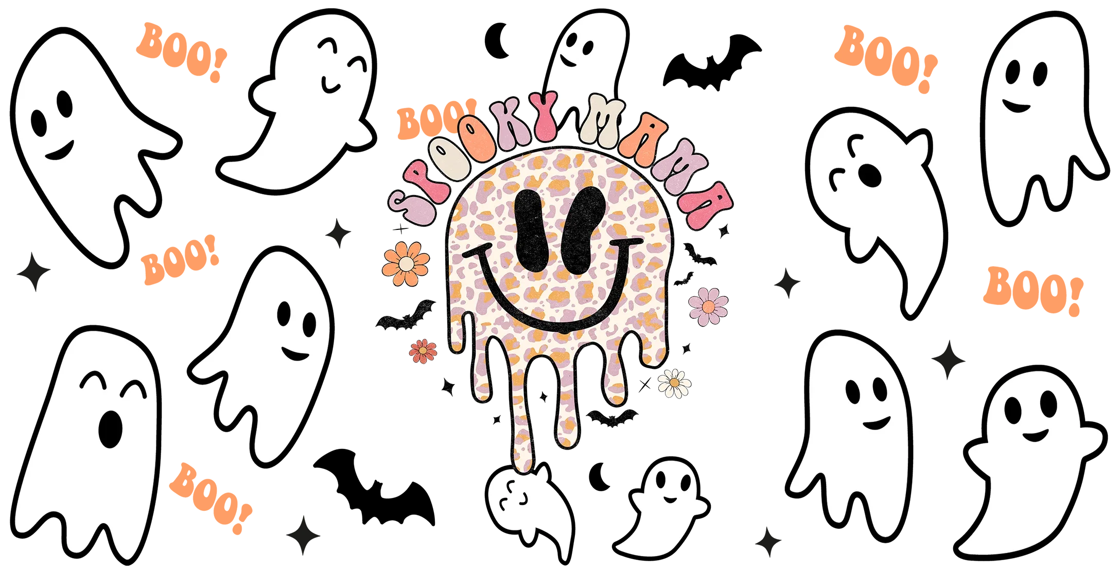 Spooky Boo Ghost Design - Halloween Cup Wrap UV Sticker Permanent UV ...