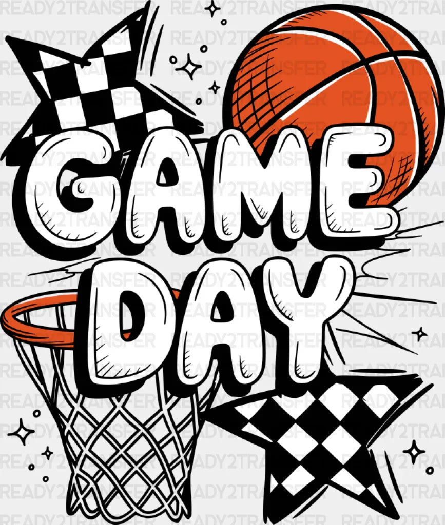 Game Day Basketball Hoop Star Design - Basketball DTF Transfer ...