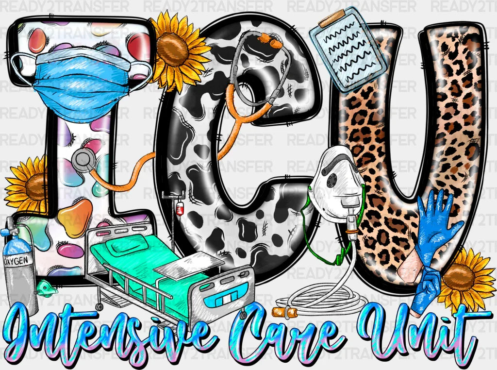 ICU Intensive Care Unit Doodles Design - ICU Nurse DTF Transfers ...