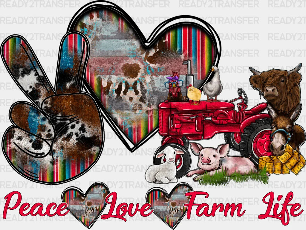 Peace Love Farm Life - Farm Animals Iron On DTF Transfer – Ready2Transfer