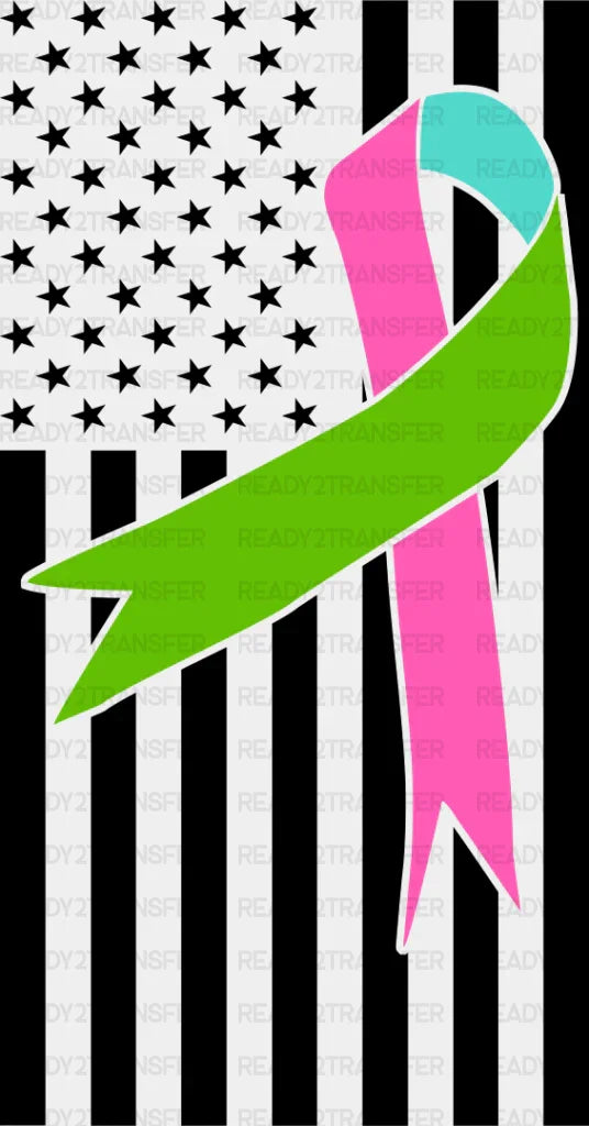 Ribbon USA Flag Design - Metastatic Breast Cancer DTF Transfer ...
