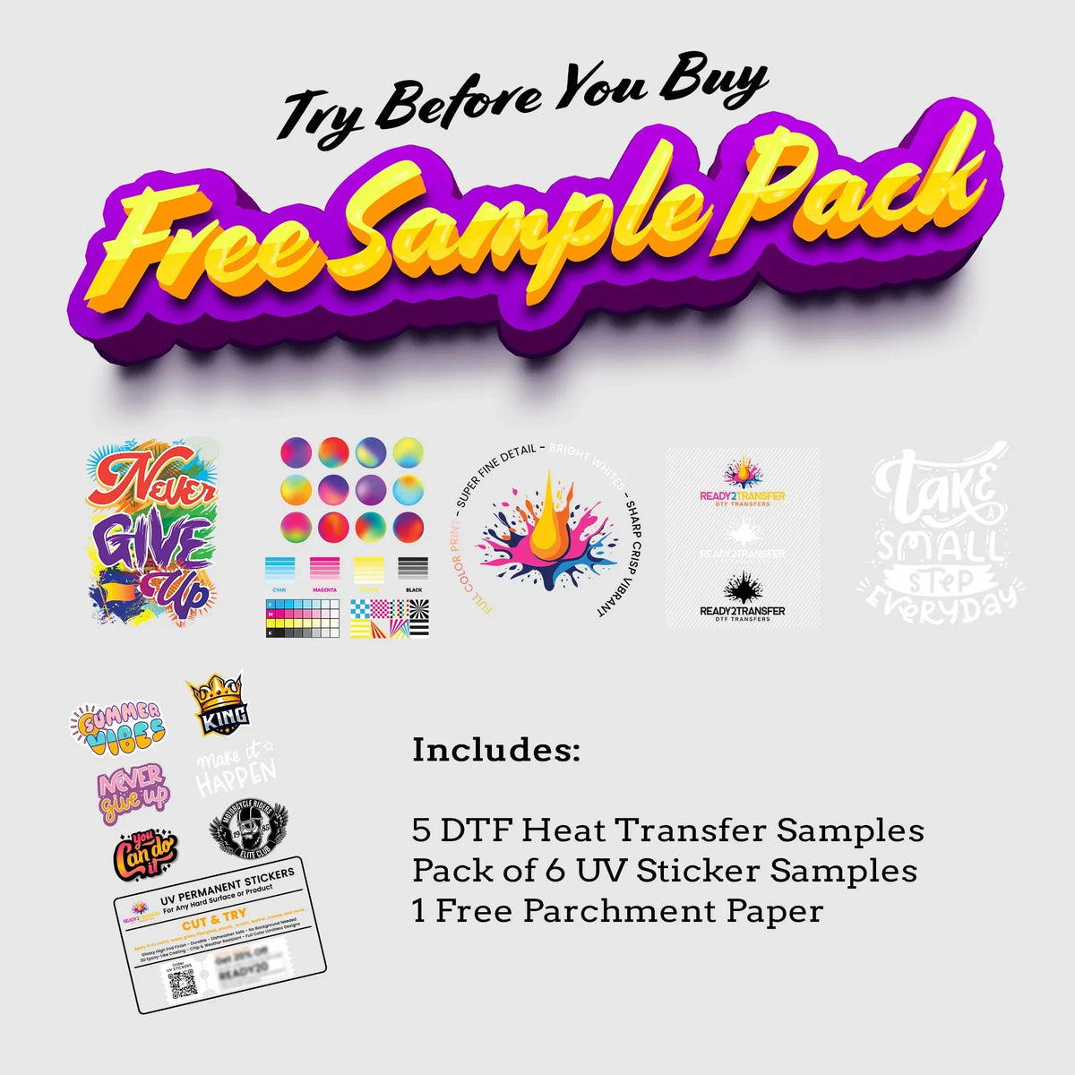 Free Sample Pack DTF Transfers – Ready2Transfer
