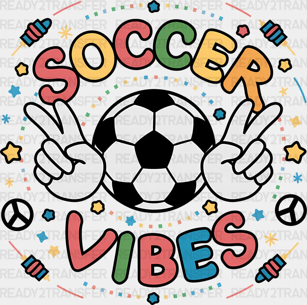 Soccer Vibes Peace Sign Soccer Ball Design - Soccer DTF Heat Transfer ...
