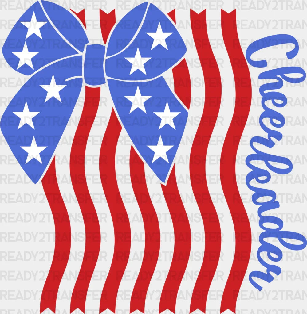 US Flag Cheerleader Ribbon Design - Cheerleader DTF Heat Transfer ...