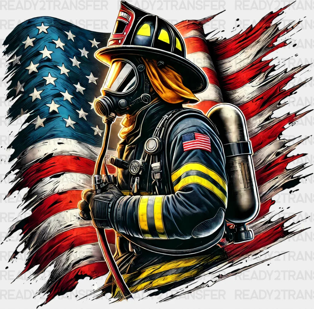 USA Flag Firefighter - Firefighter DTF Transfer – Ready2Transfer
